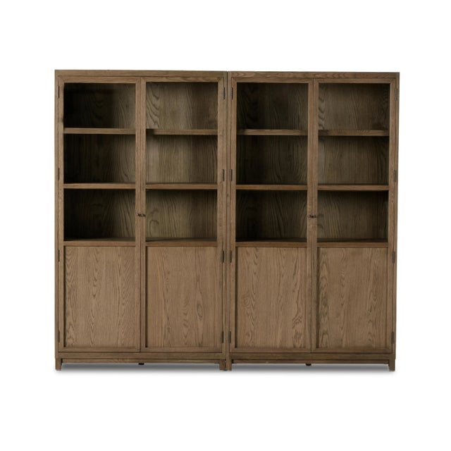 Millie Panel & Glass Door Double Cabinet, Solid | Chairish