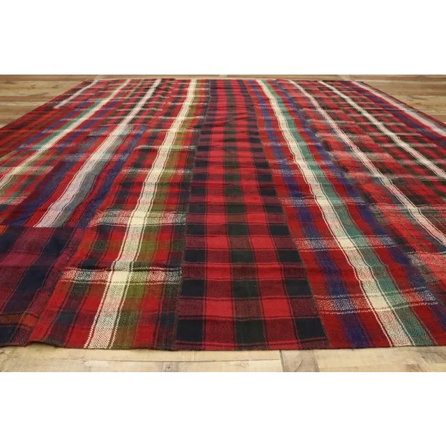 Vintage Kilim Tartan Plaid Rug - 12'11 x 15'02 | Chairish