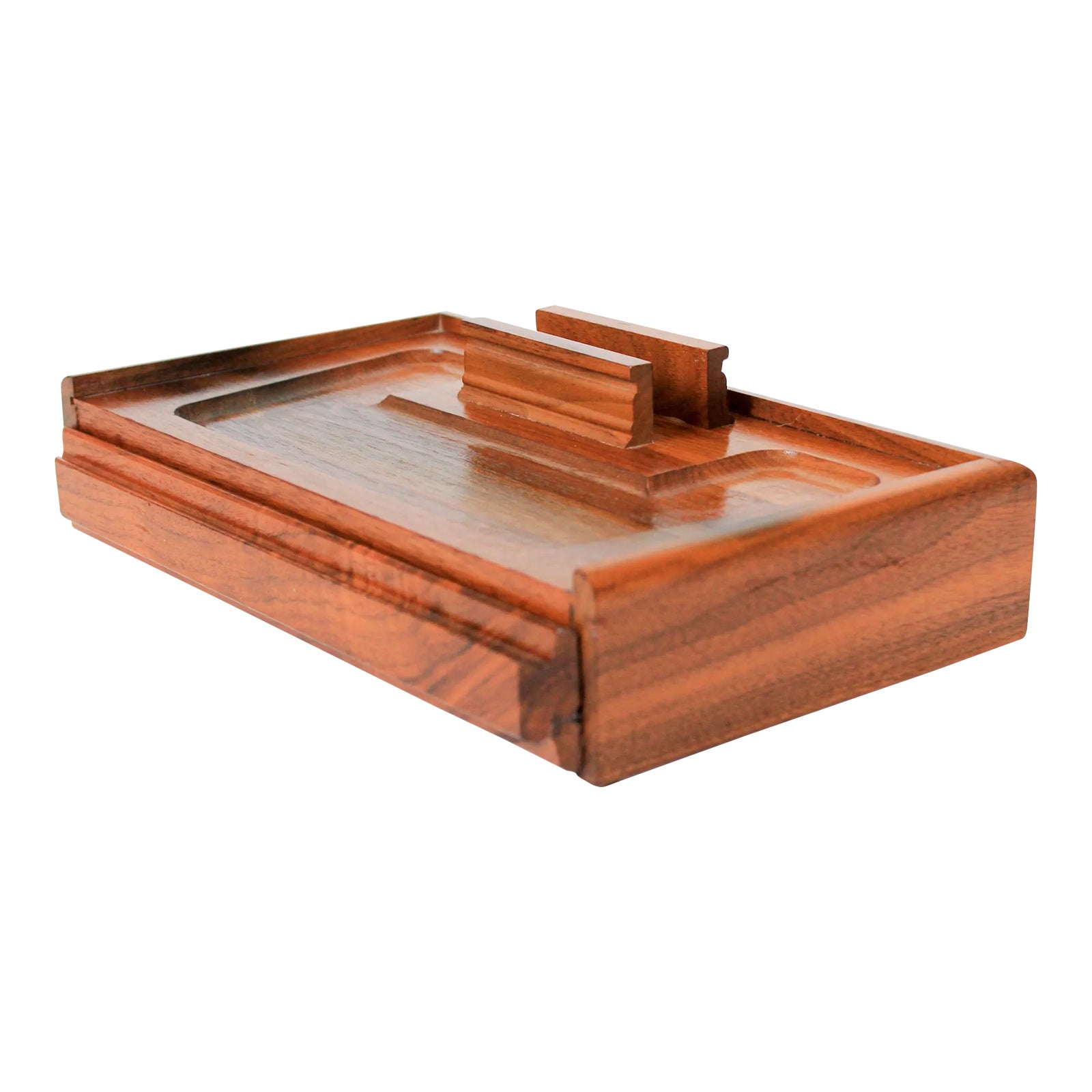 Mid-Century Walnut Dresser Top Valet W/ Drawer | Chairish