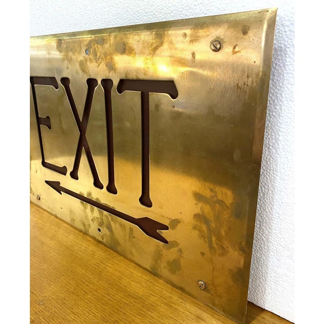 Mid 20th Century Antique Brass Beveled Border Exit Faceplate Sign ...