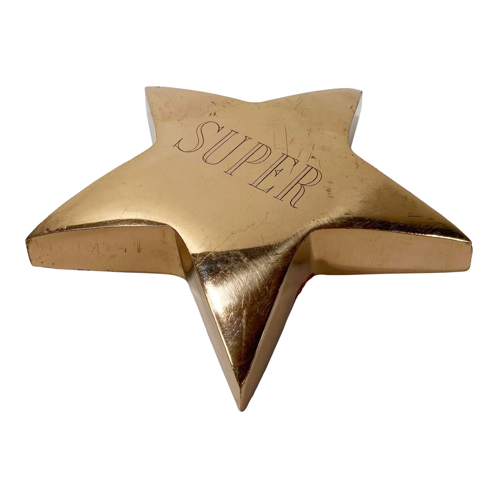 Vintage Brass Super Star Paper Weight | Chairish