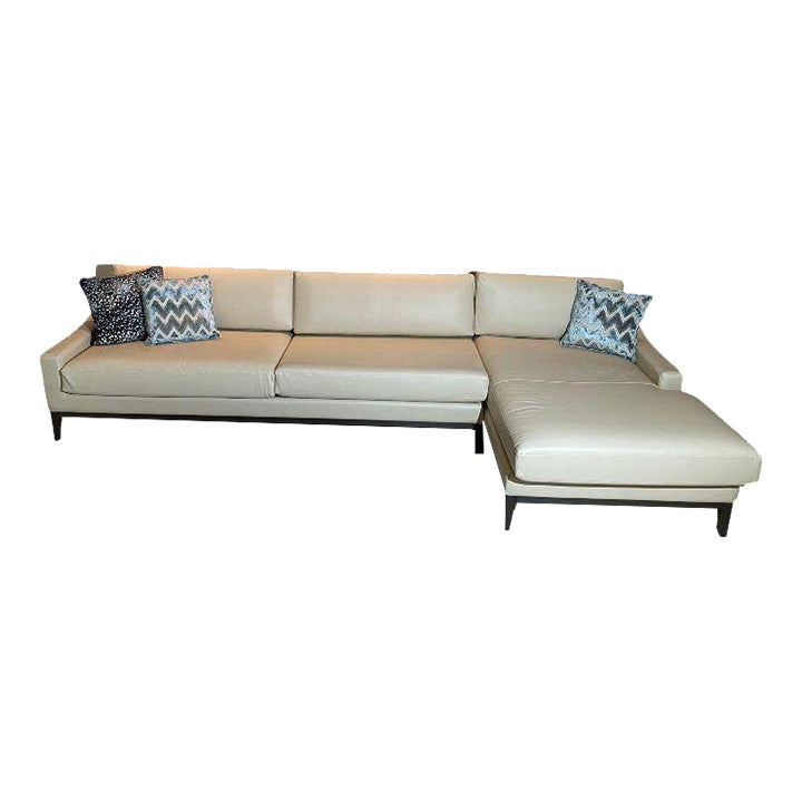 Restoration Hardware Italia Polyurethane Leather Slope Arm Left Arm Sofa and Pillows Chairish