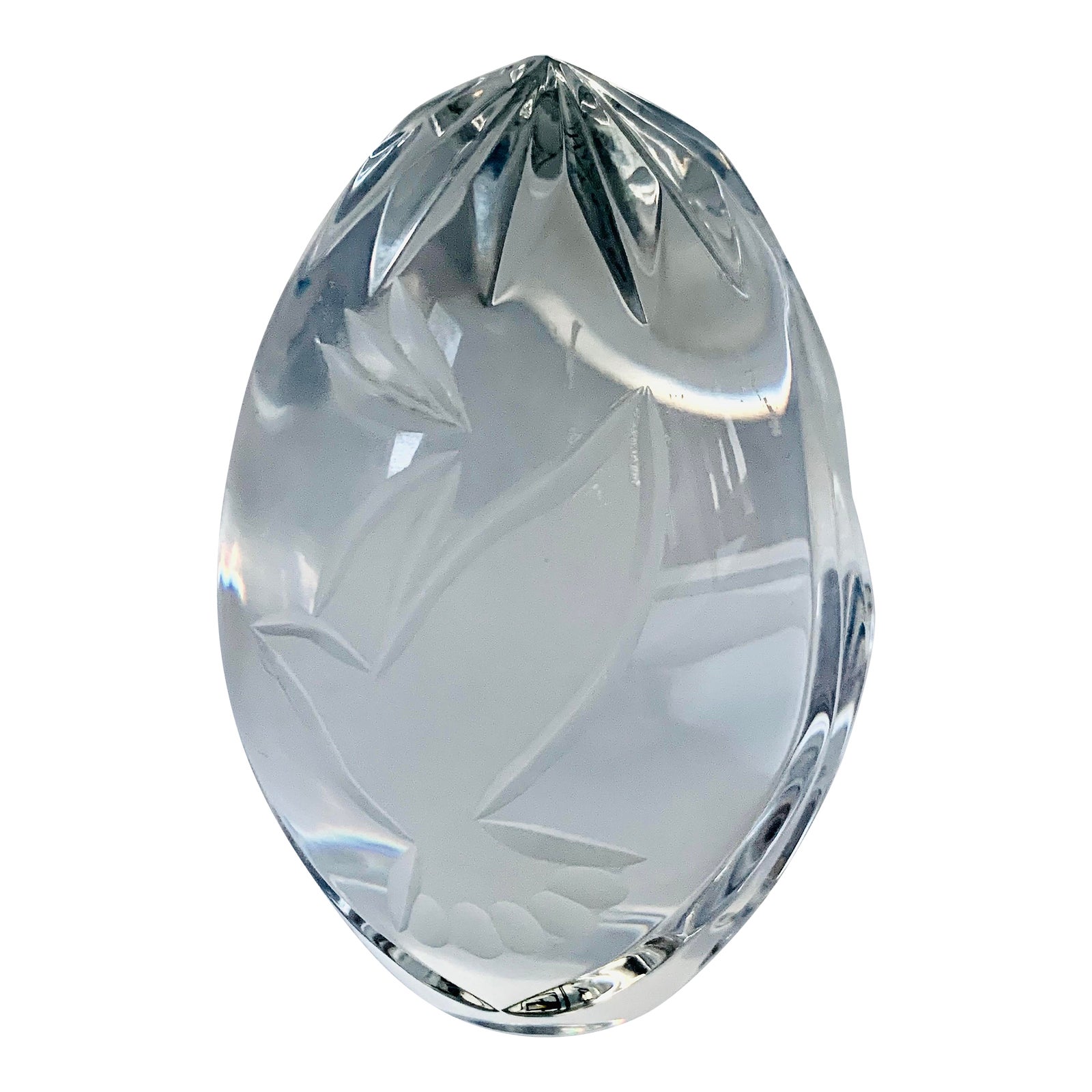 Hand Cut Lead Crystal Dove Easter Egg Paperweight From Poland | Chairish