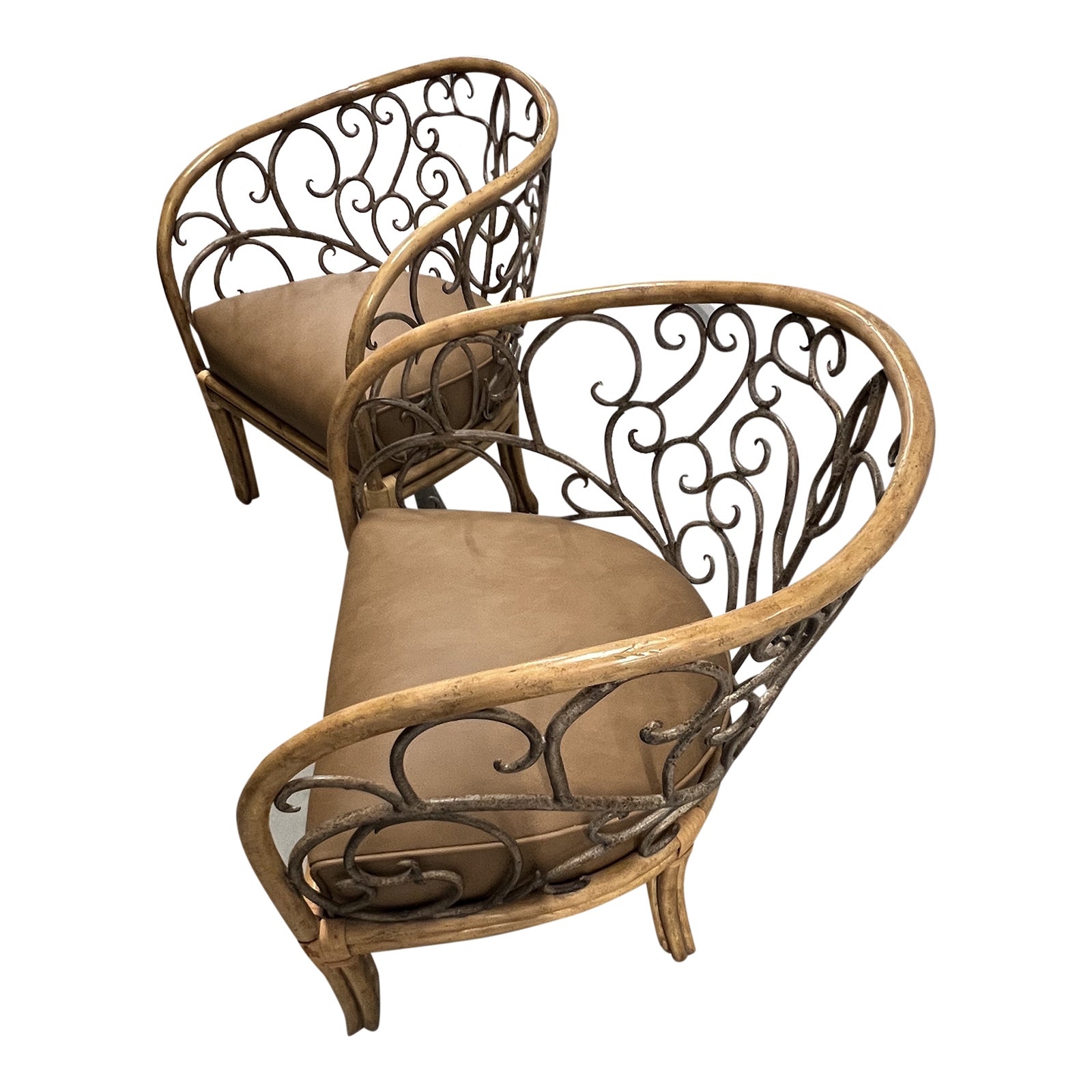 Bau of California Iron & Wood Chairs - a Pair | Chairish