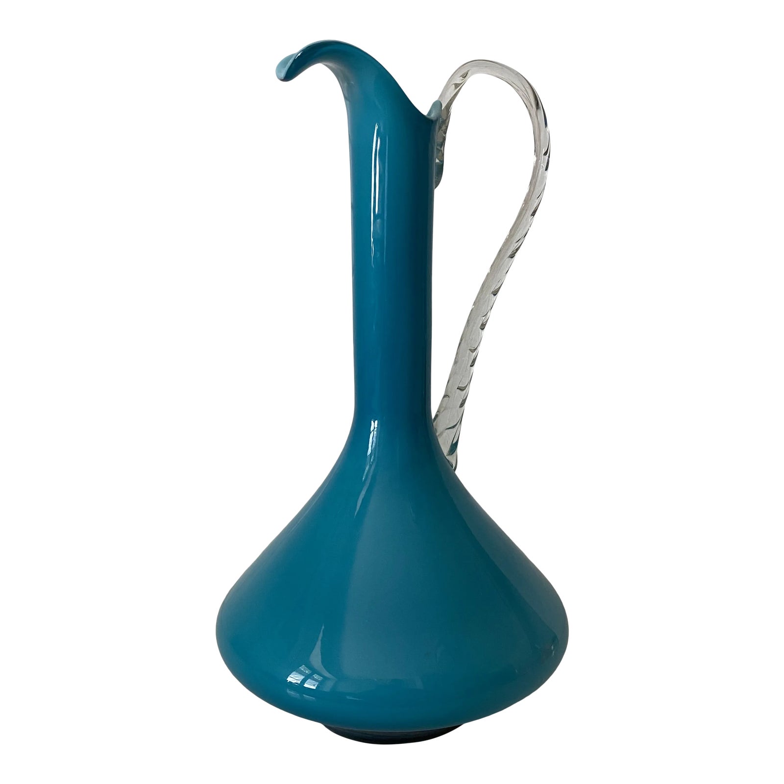 Mid-Century Modern Empoli Cased Glass Italian Pitcher With Clear Glass ...