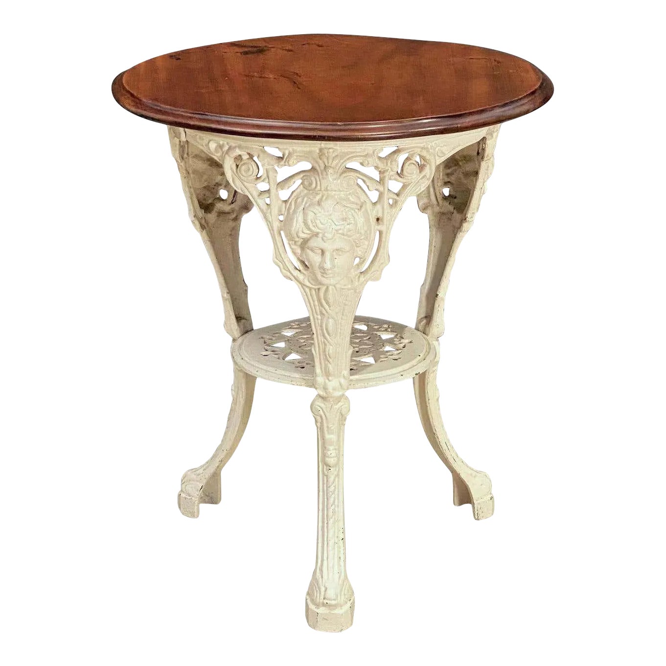 English Pub Table With Wood Top and Cast Iron Base | Chairish