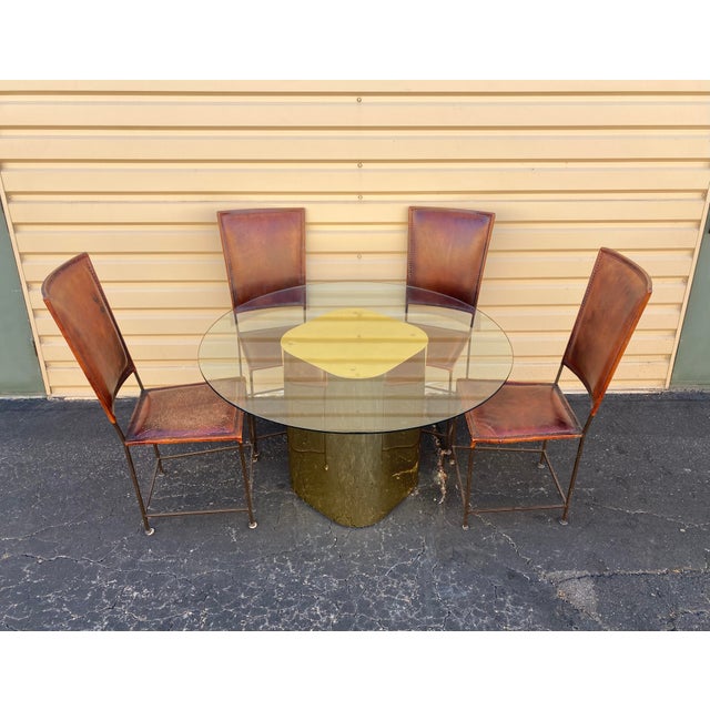 1980s Contemporary Brass Pedestal Dining Table | Chairish