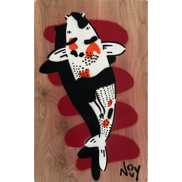 "Red Koi 1" Original Street Art Painting by Jeremy Novy | Chairish