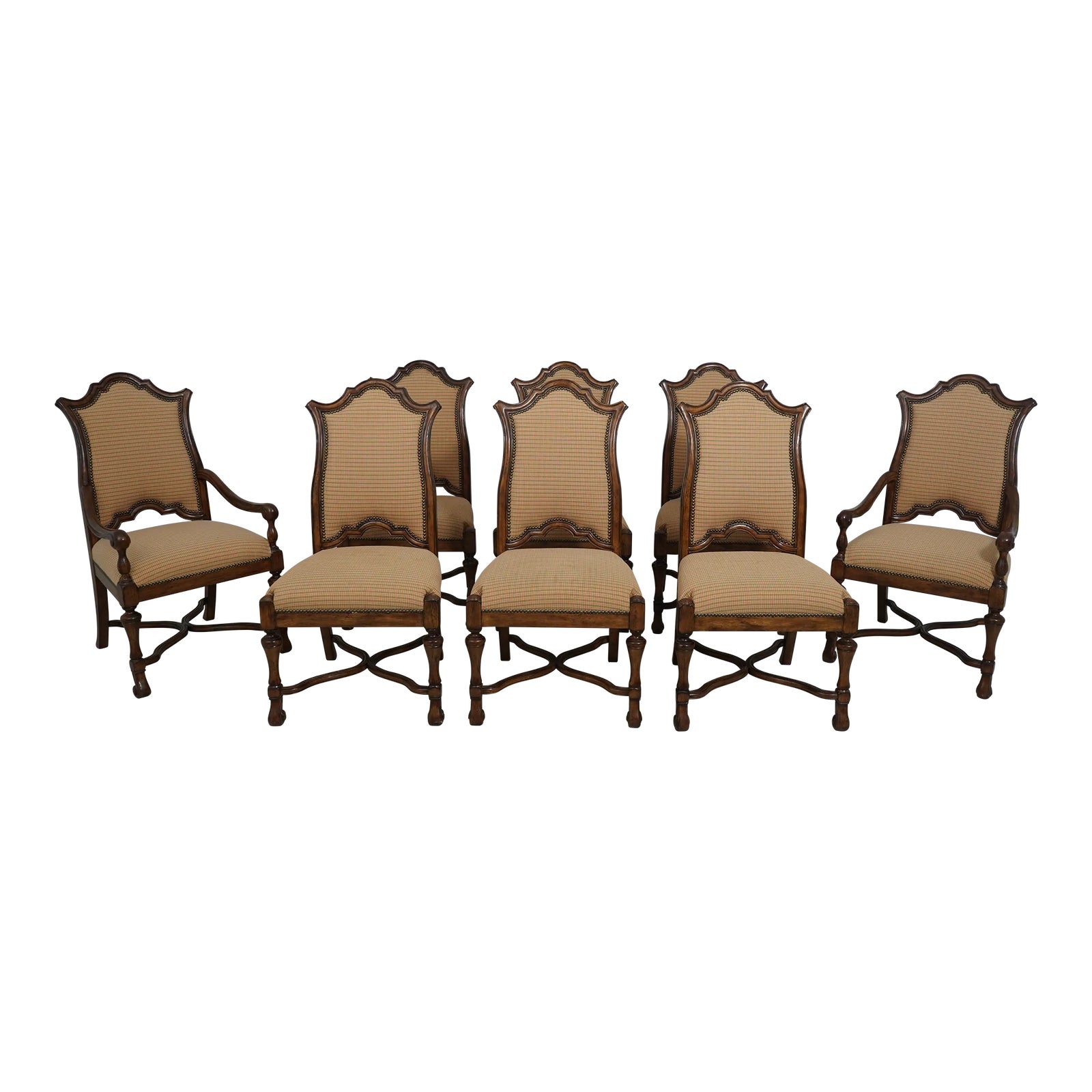 Set of 8 Continental Style Upholstered Dining Room Chairs | Chairish