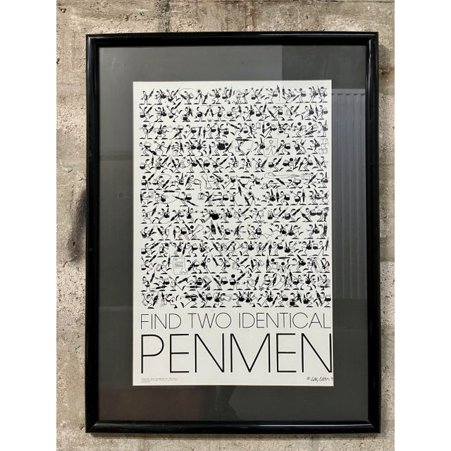 1990s Gary Blehm "Find the Two Identical Penmen" Framed Original Poster | Chairish