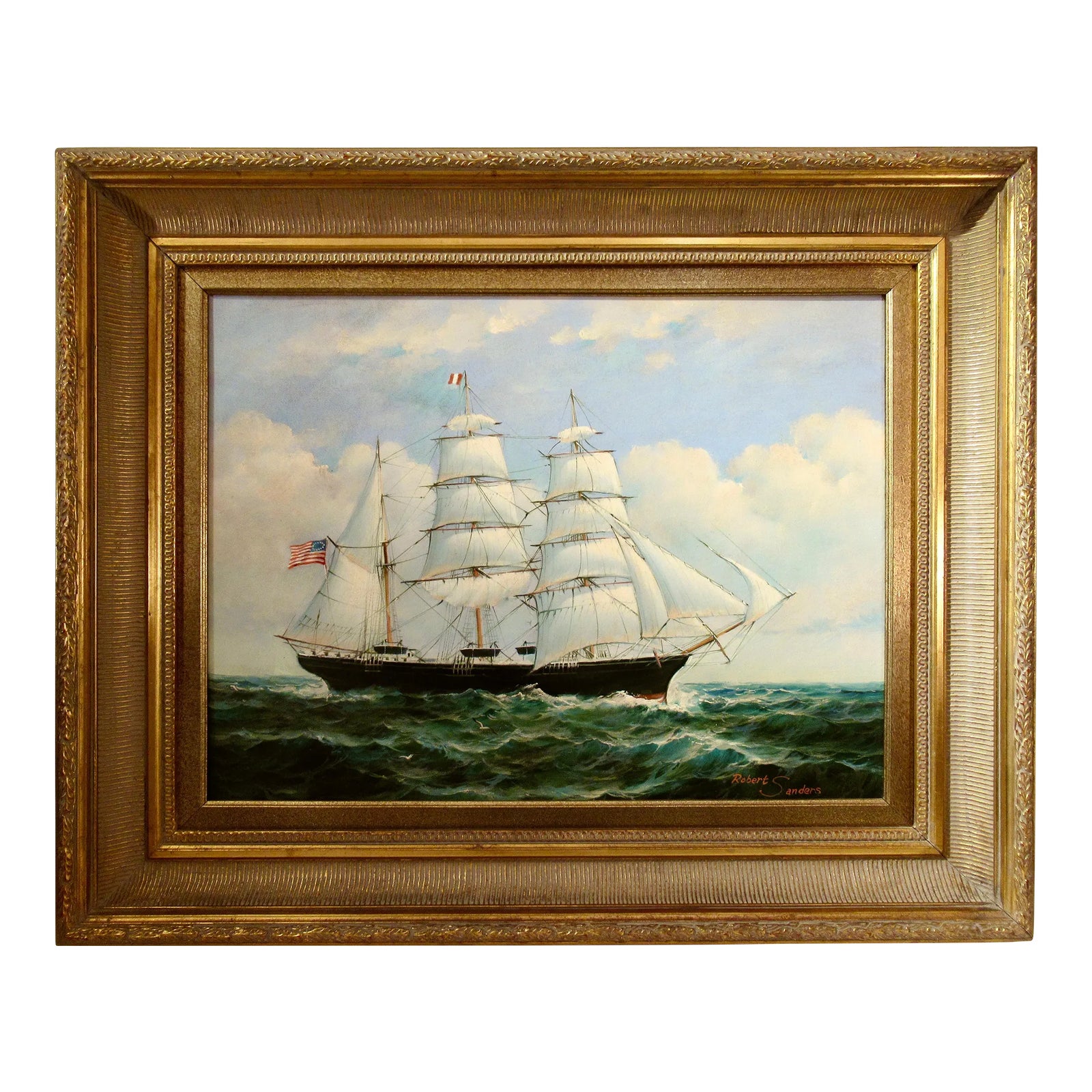 Robert Sanders American Clipper at Sea, c.1990 | Chairish