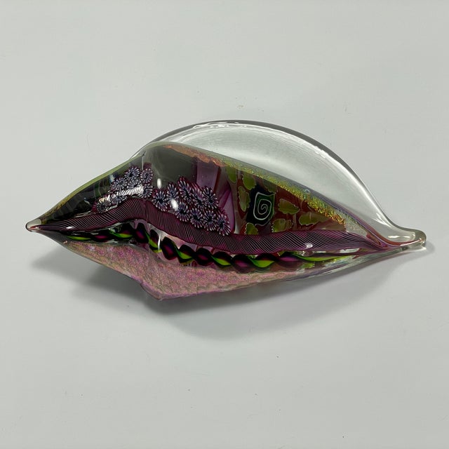 1990s James Novak Colorful Conch Shell Art Glass Paper Weight | Chairish
