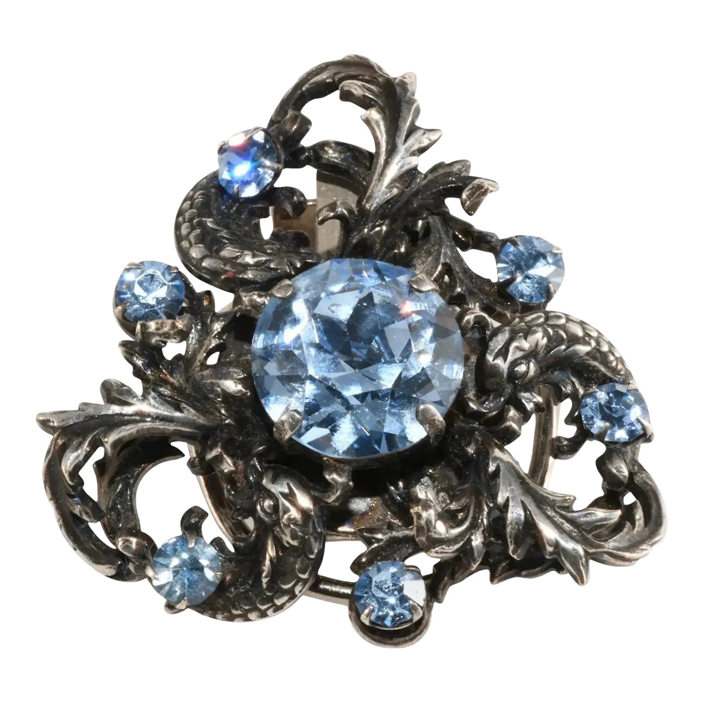 1930s French Silver Plated Brooch | Chairish