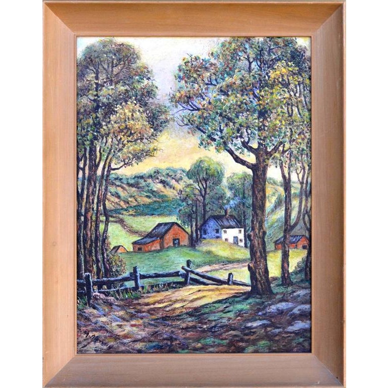 Early 20th Century Farmstead Landscape Oil Painting by Max Nathan ...