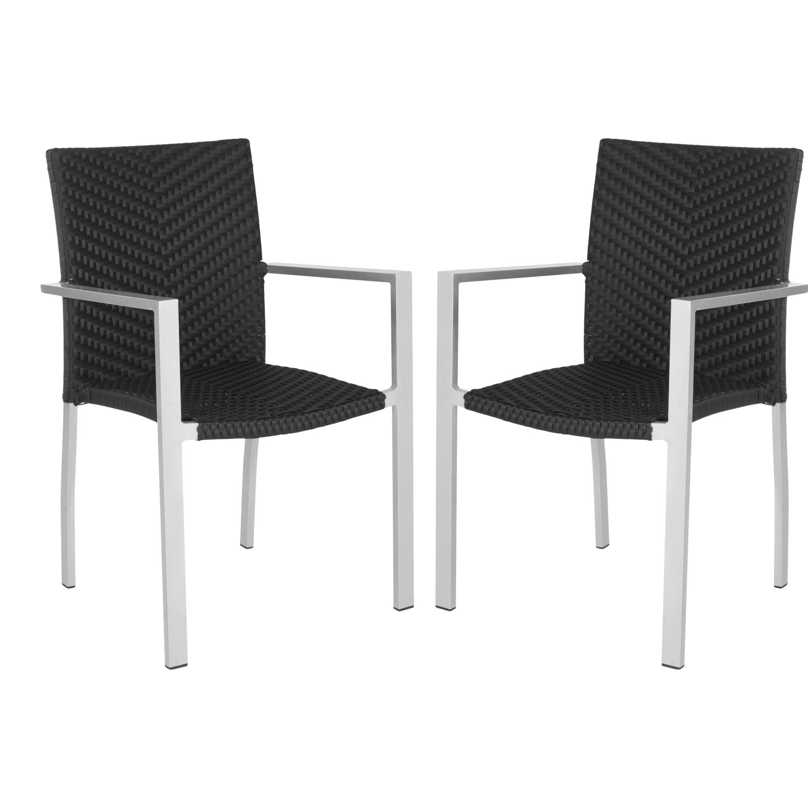 Indoor-Outdoor Stacking Armchair in Black - a Pair | Chairish