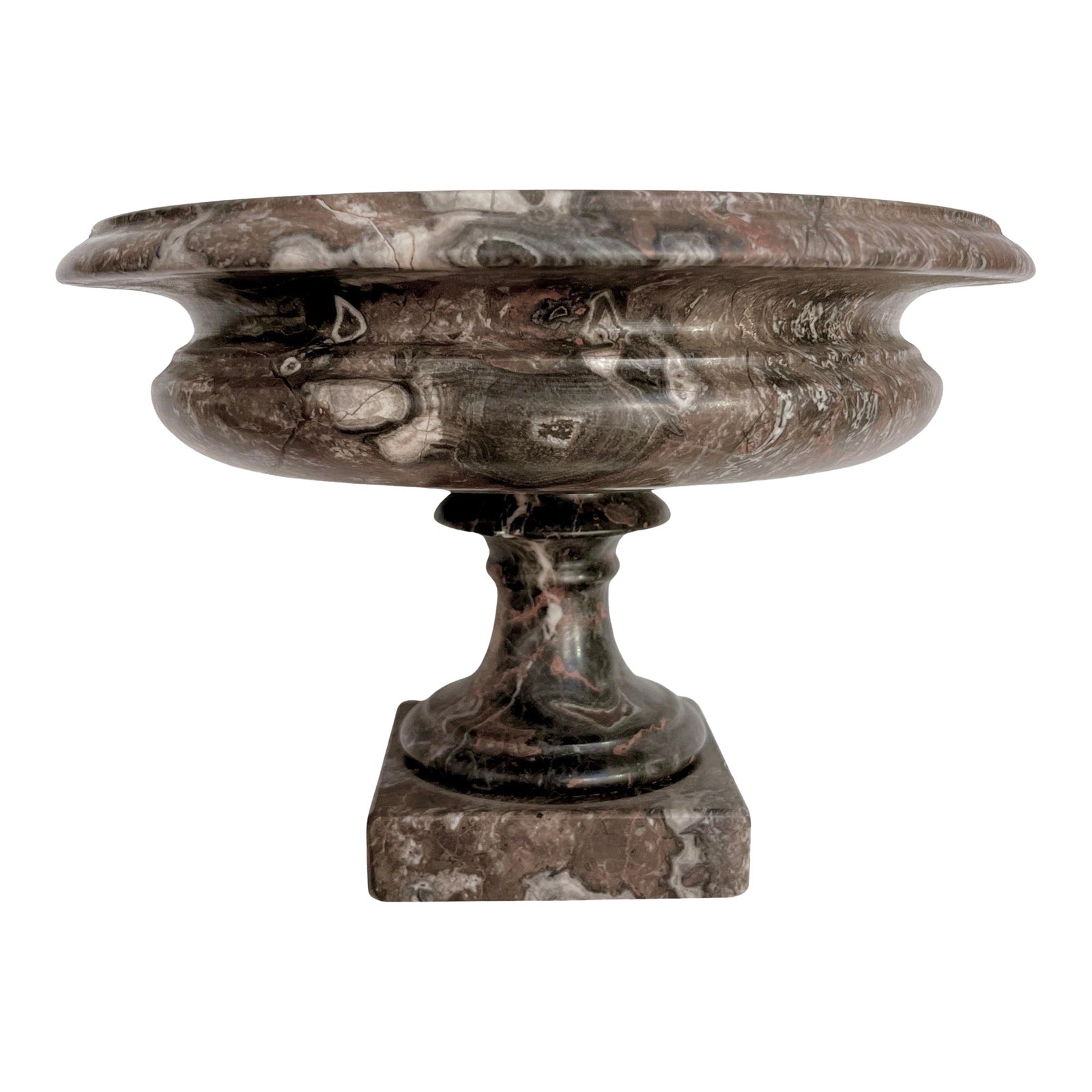 1930s Neoclassical Italian Carved Red Levanto Marble Tazza Bowl With ...