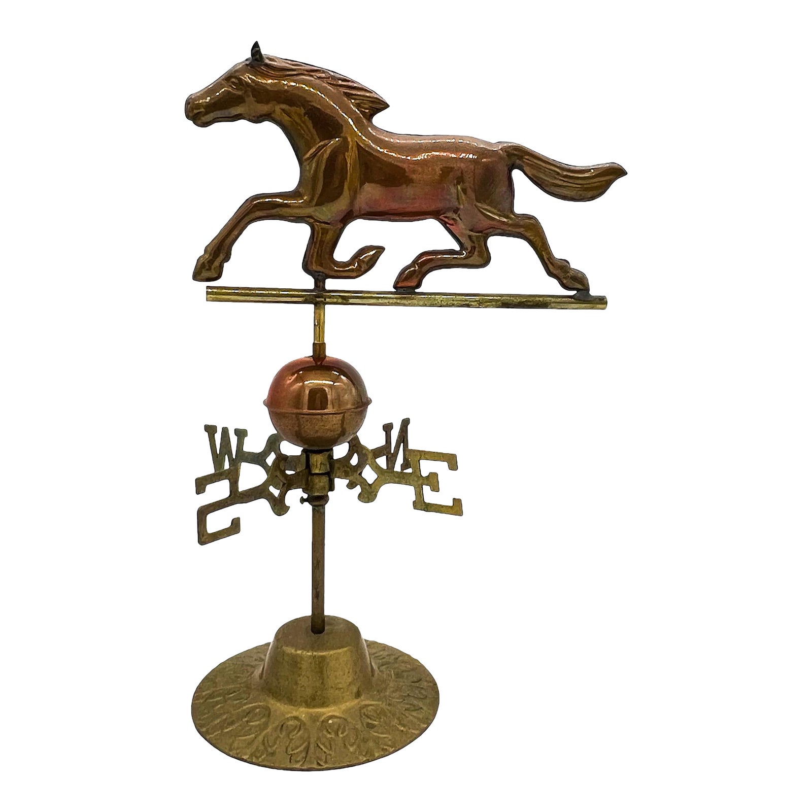 Vintage Country Copper and Brass Horse Weathervane | Chairish