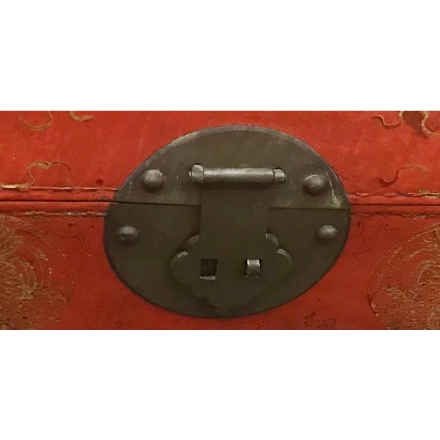 19th Century Chinese Red Leather Box | Chairish