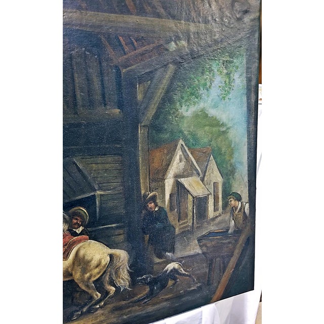 Antique Dutch Barn Scene Oil Painting | Chairish