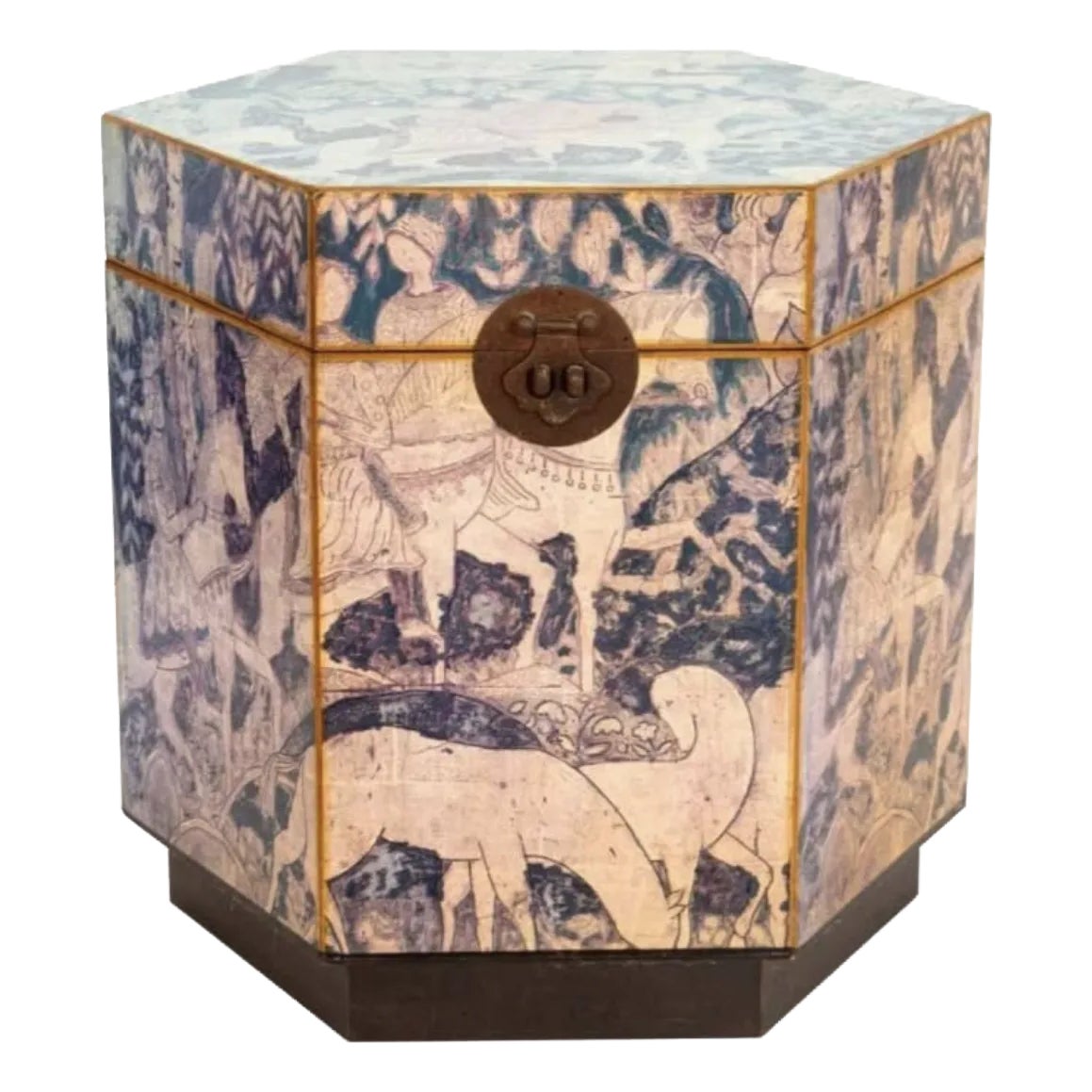 1980s Asian Style Octagonal Lift-Top Chest Trunk Equestrian | Chairish
