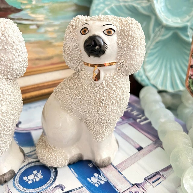 Staffordshire Confetti Dog Figurines - Set of 2 | Chairish