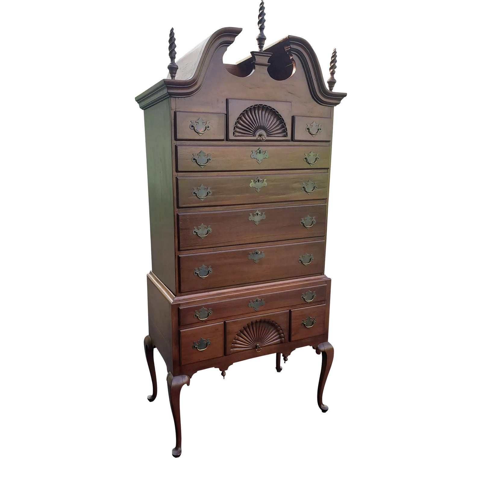 William Savery Attributed Cherry Bonnet-Top High-Boy Bureau, Circa ...