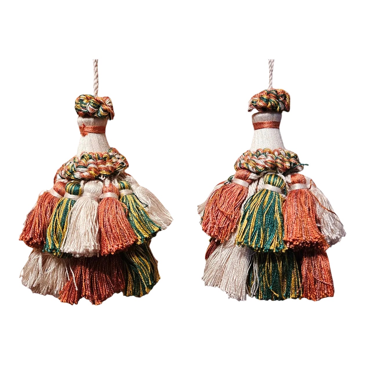 1980s Extra Large Multi Colored Tassels- a Pair | Chairish