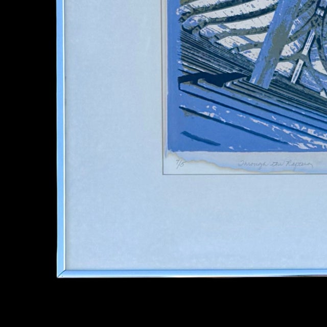 1978 Abstract Linocut “Through the Rafters” Signed & Framed Original ...