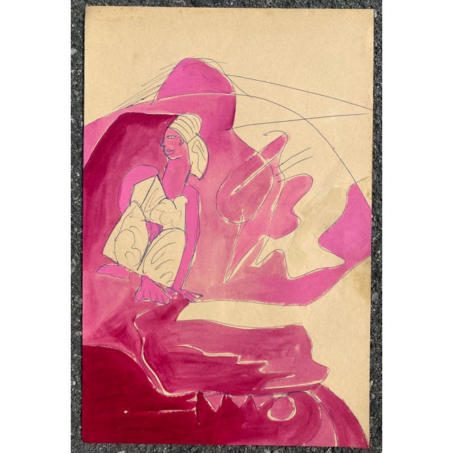 1960s Larry Connatser Pink Female Figural Painting | Chairish