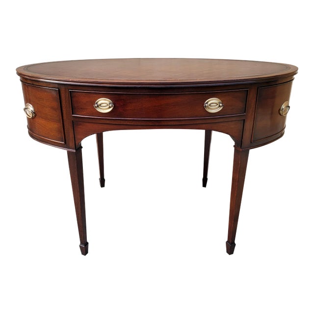 Mid 20th Century Kittinger Oval Leather Top Georgian Style Desk Chairish