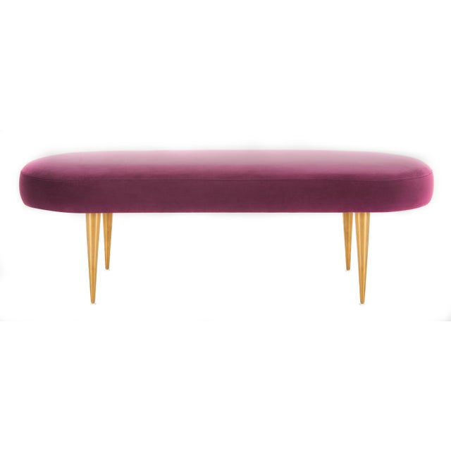 Velvet Oval Bench in Plum | Chairish
