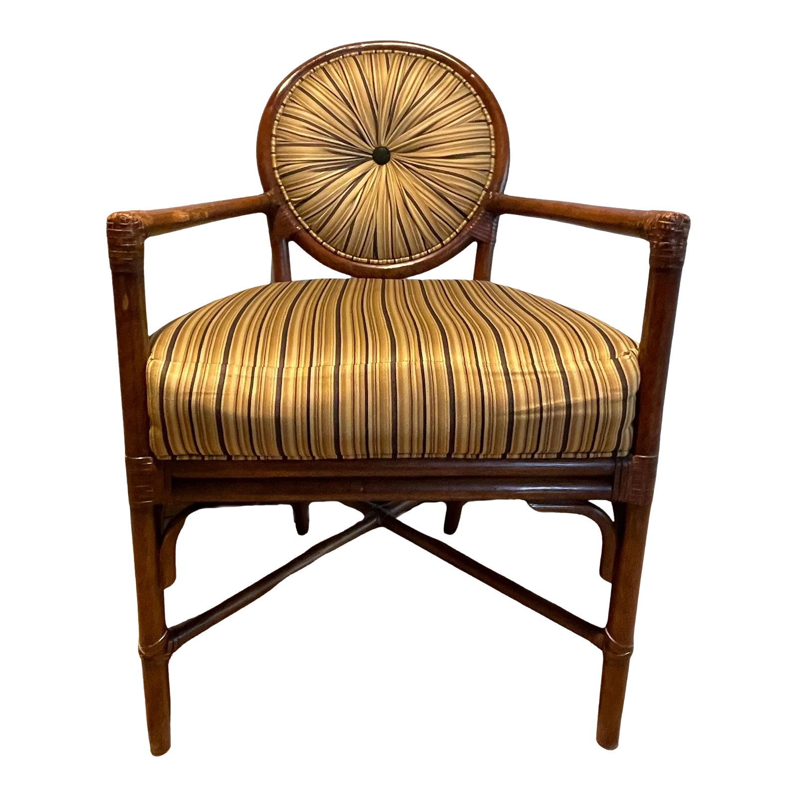 Jessica Charles Furniture Pleated Back Rattan Chair | Chairish