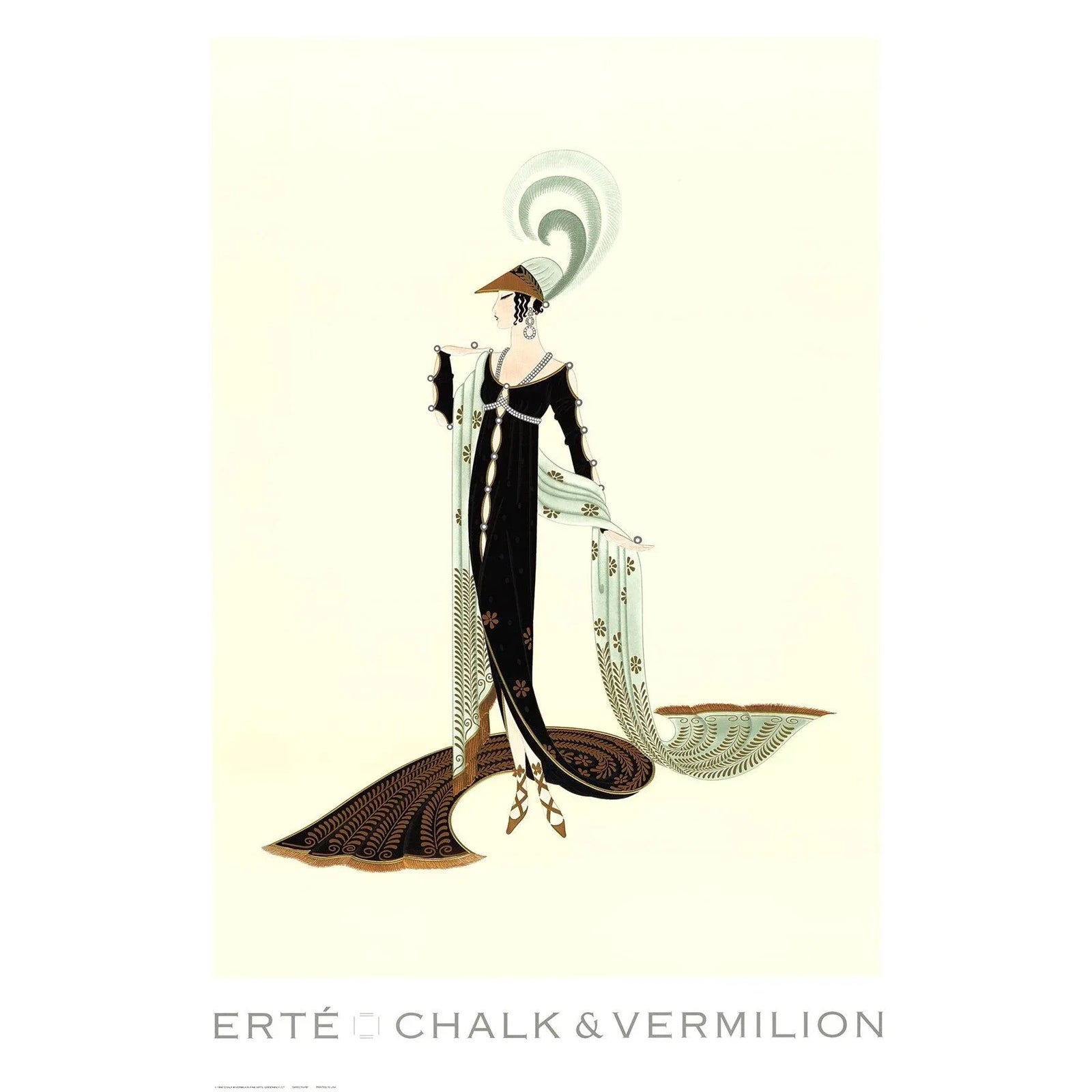1992 Erte 'Directoire' Art Deco Multicolor, Black, Green USA Offset ...
