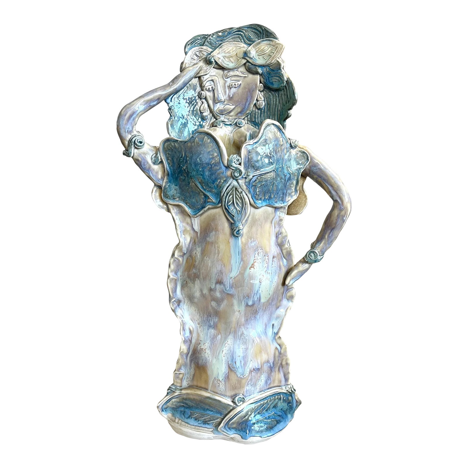 Vintage Studio Pottery Sculptural Female Figure Vase | Chairish