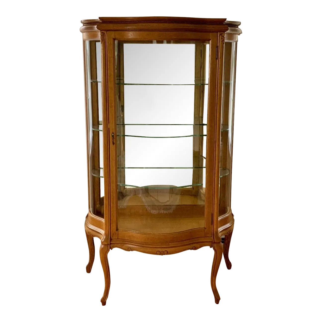 Early 20th Century Victorian Carved Oak Bow-Front Lighted Curio China ...
