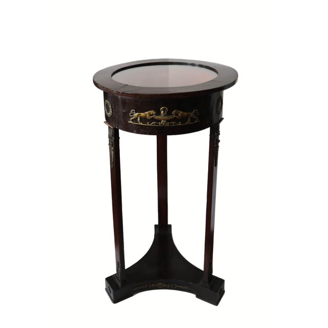Mid 19th Century Antique Round Empire Pedestal Vitrine Table | Chairish