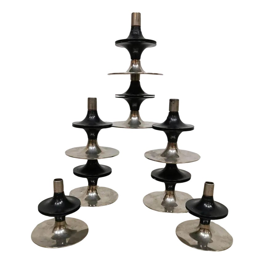Mid-Century Chrome Stackable Candle Holders from Fritz Nagel, Set of 8 ...