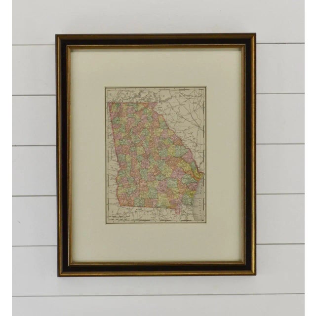 Vintage Framed Map of Georgia | Chairish