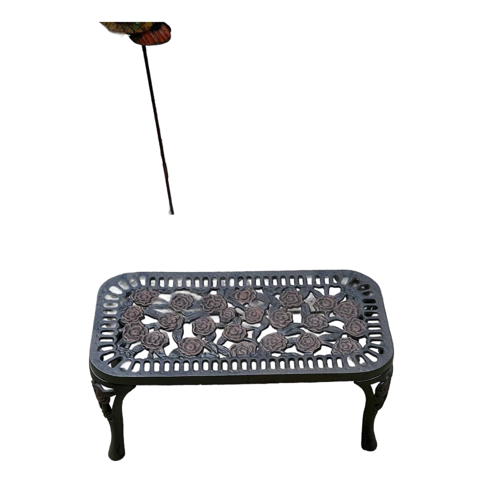 Antique Cast Iron Step Stool With Rosette Filigree Pattern and Turned ...