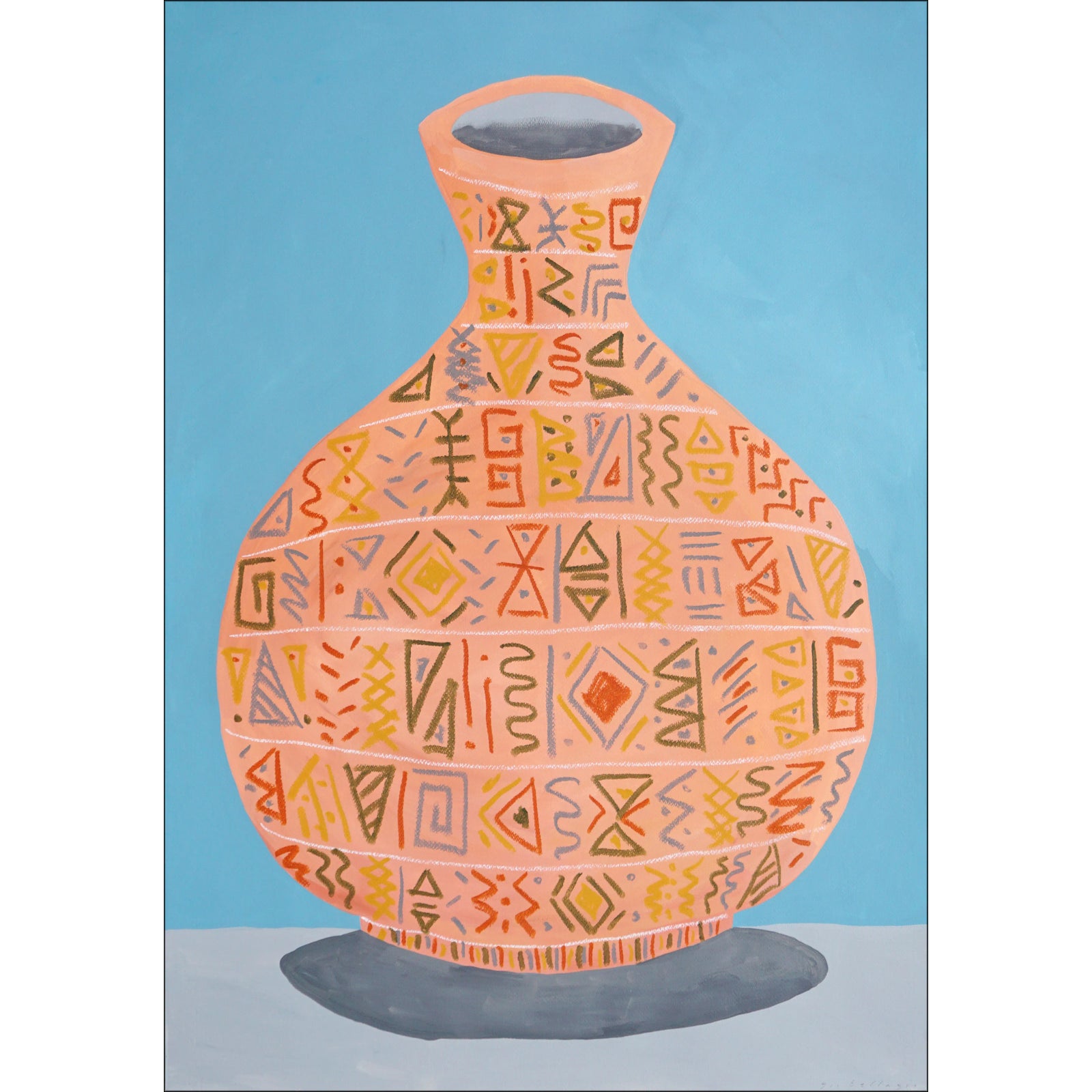 2024, Modern Still Life Painting on Traditional African Ceramic Pot ...