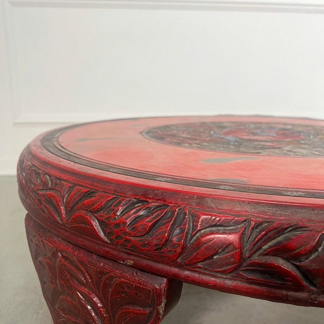 Hand Carved and Painted Asian Coffee Table | Chairish