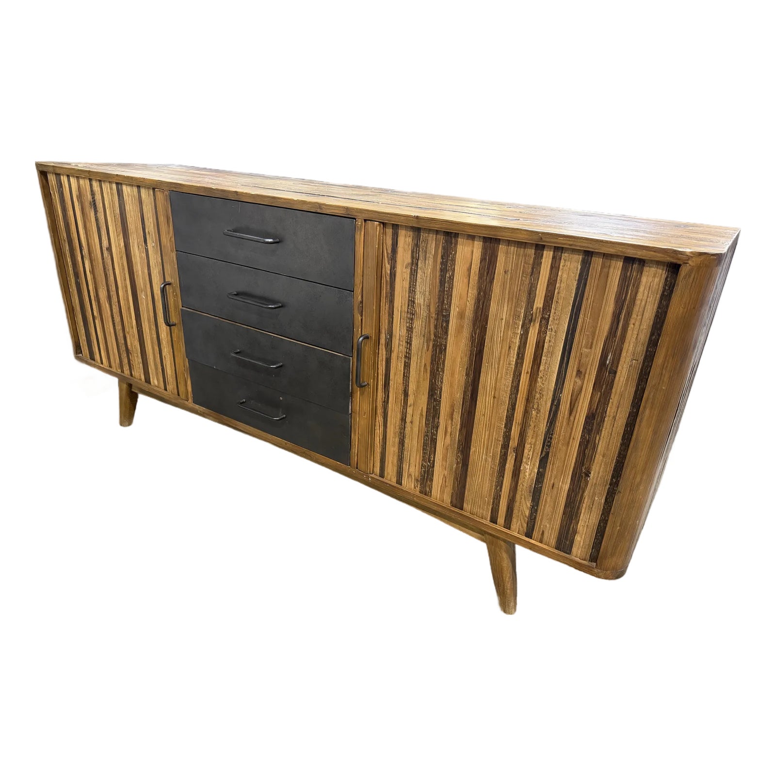 Rustic Wood Media Console | Chairish
