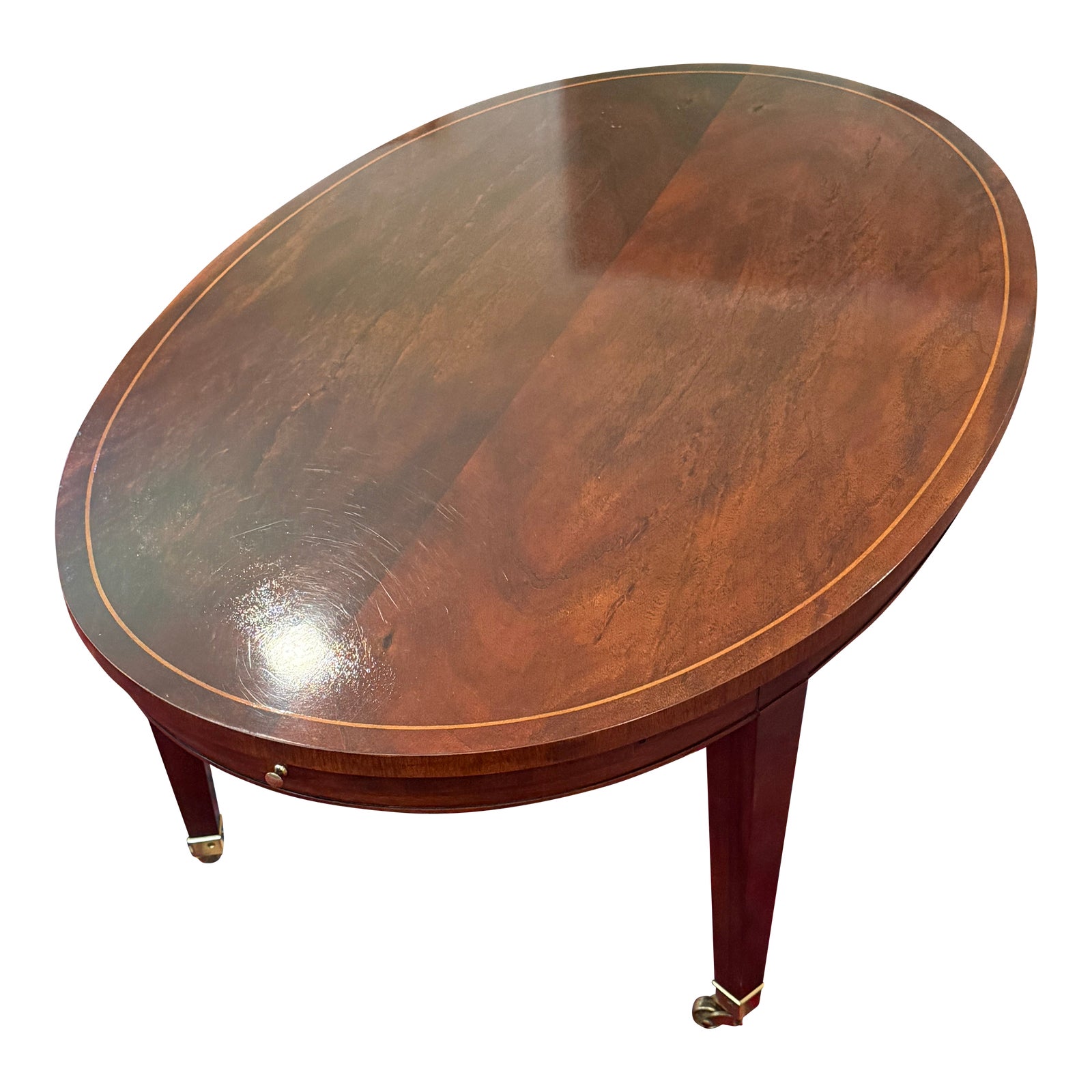 Baker Oval Coffee Table With Pull Out Leaves | Chairish