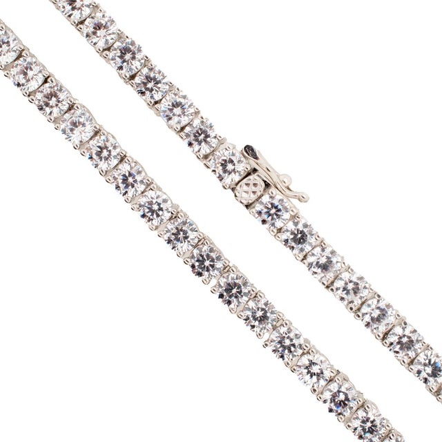 Ladies Silver Tennis Necklace | Chairish