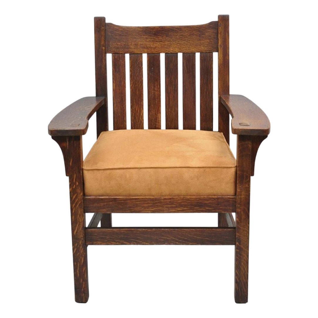 Antique Stickley & Brandt Mission Oak Arts & Crafts Arm Chair With Drop ...
