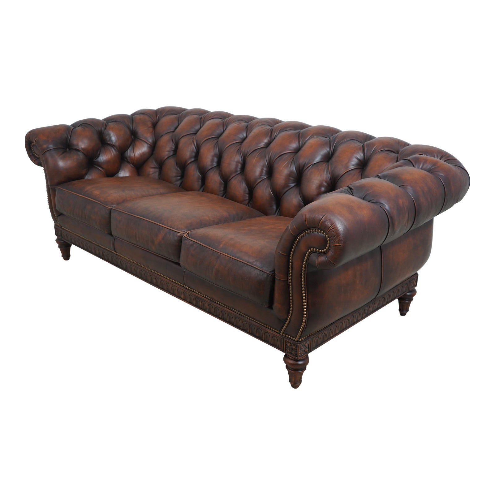 Hancock & Moore Tufted Leather Chesterfield Sofa | Chairish