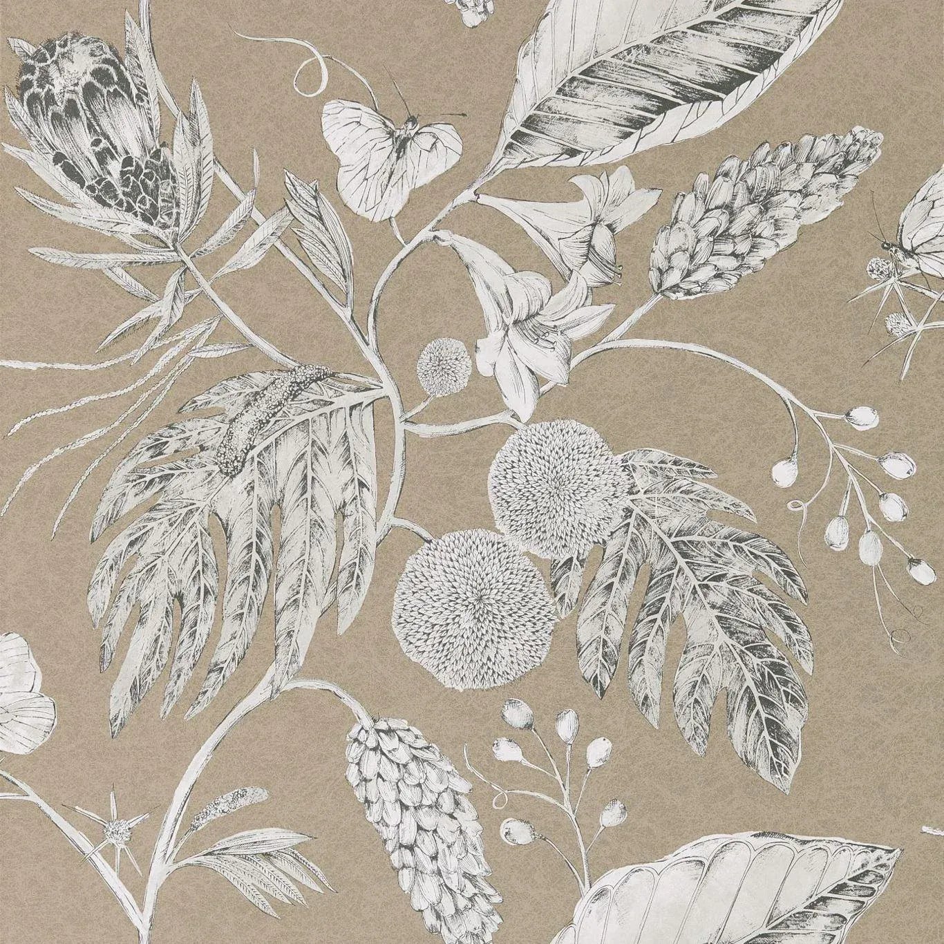 Harlequin Amborella Wallpaper in Pebble - a Sample | Chairish