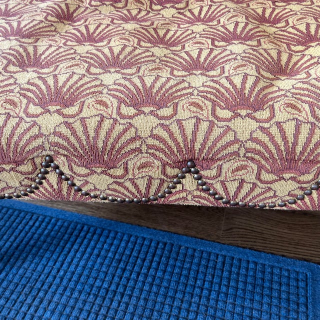 English Traditional Gold Upholstered Ottoman | Chairish