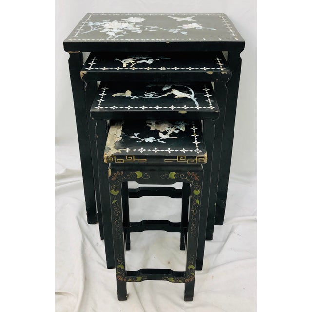 Antique Chinoiserie Painted Lacquerware Nesting Tables - Set of 4 ...