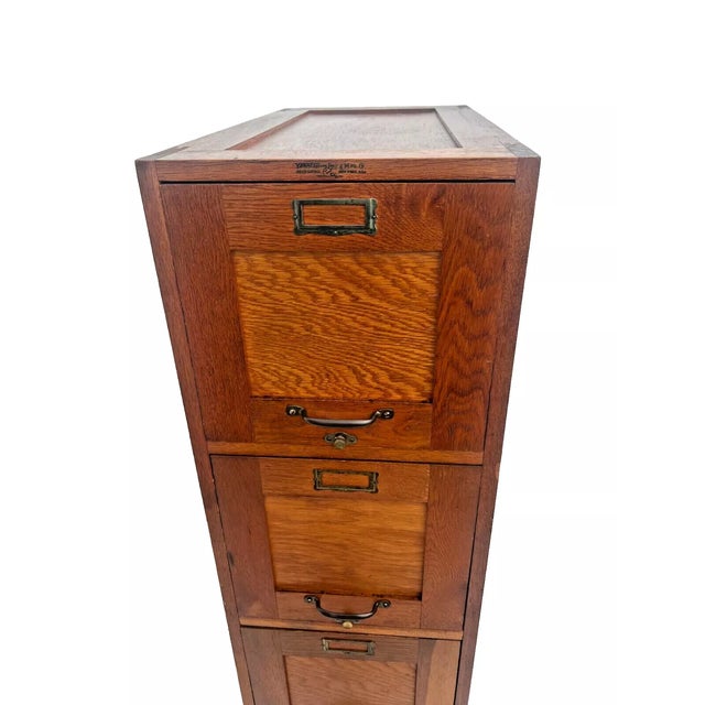 1920s Antique Oak File Cabinet With Four Drawers Yawman and Erbe Mfg Co ...